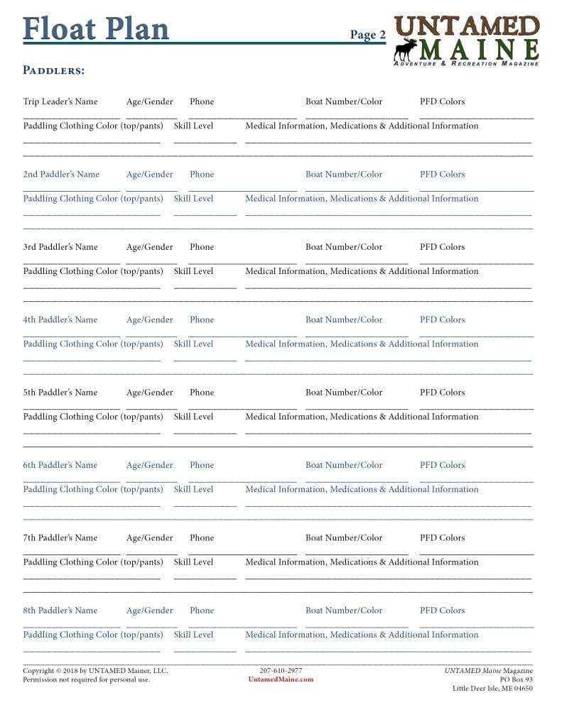 Float Plan for Canoeing, Kayaking and Boating » UNTAMED Mainer